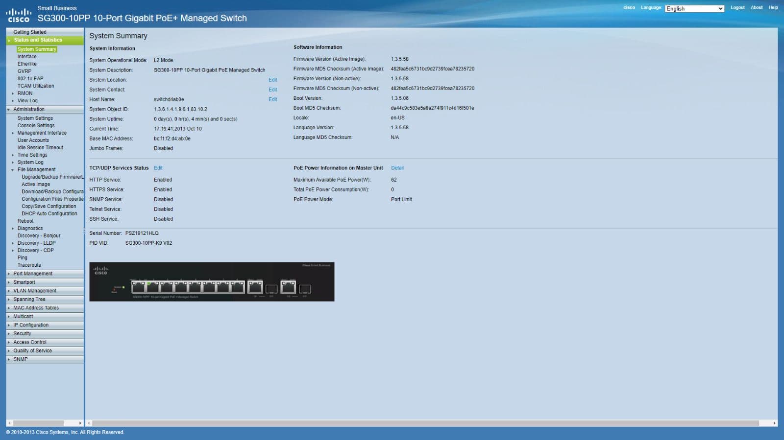Cisco SG300-10PP 8x 1GbE PoE 2x Combo 1Gb SFP Ports L3 1U Managed Rack ...