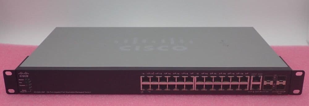 Cisco SG500-28P-K9 28 Port 1Gbps 24x RJ-45 POE 4x SFP 1U Managed Switch