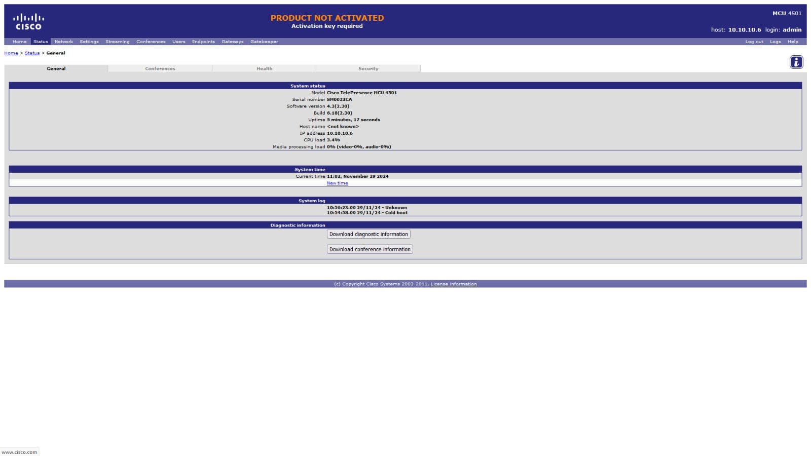 Cisco TelePresence MCU 4501 High-Definition Conferencing Bridge CTI ...