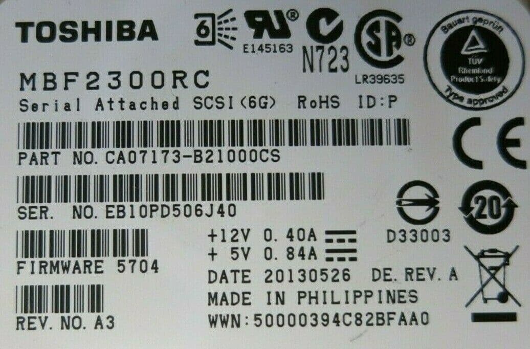 Cisco Toshiba MBF2300RC CA07173-B21000CS 300GB 10000RPM 16MB SAS 2 5 ...