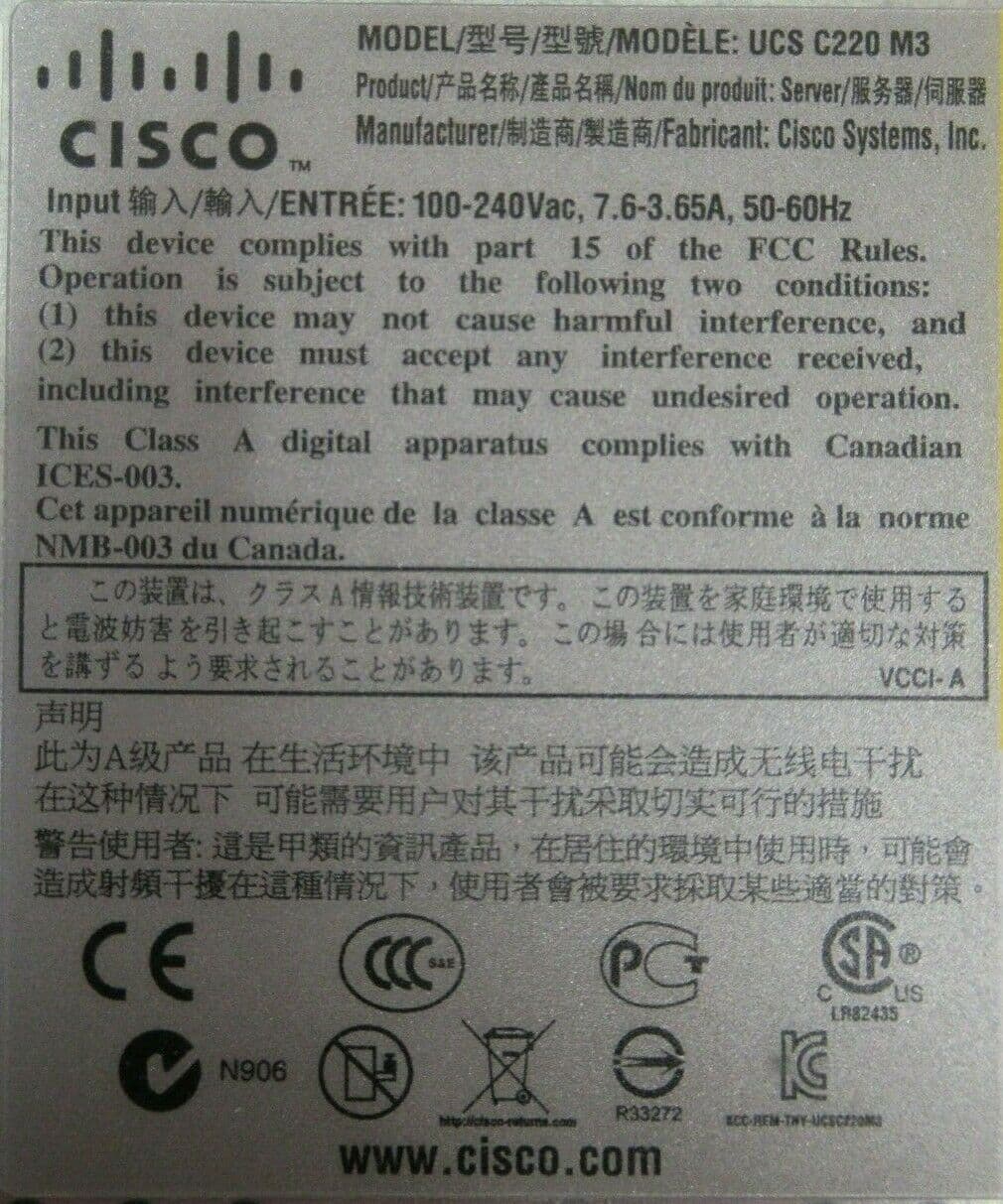 Cisco UCS C220 M3 2x 6C Xeon E5-2620v2 2 1GHz 32GB Ram RAID 8x2 5" Bay ...