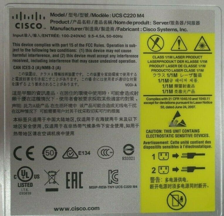 Cisco UCS C220 M4 UCSC-C220-M4S CTO 1U Rack Server 8x 2 5" SAS Bay Dual PSU