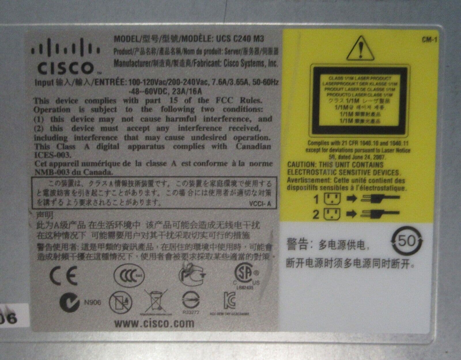 Cisco UCS-C240-M3S 24x 2 5" HDD Bays 24-DIMM Slot 2x 1200W PSU 2U Rack ...