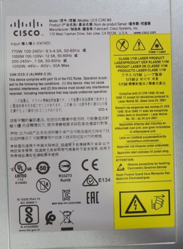 Cisco UCS C240 M5 CTO Server 1-2 2nd Gen Scalable CPU 24-DIMM 24x 2 5 ...