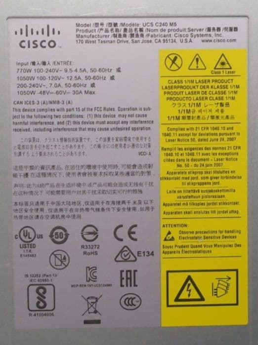 Cisco UCS C240 M5 CTO Server 1-2 2nd Gen Scalable CPU 24-DIMM 8x 2 5" Bay