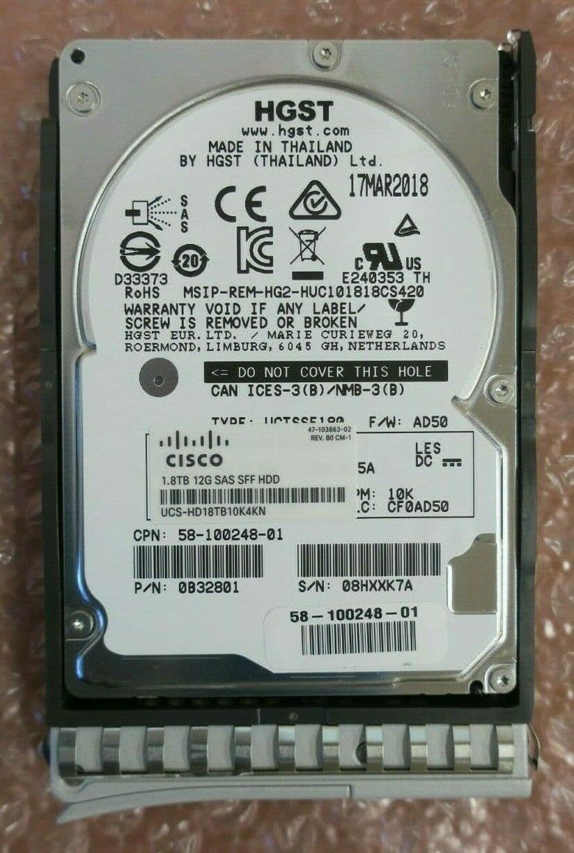 Cisco UCS-HD18TB10K4KN 1 8TB 10k 2 5" SAS 12G Enterprise Hard Drive ...