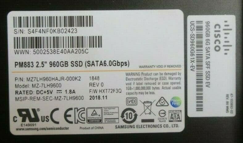 Cisco UCS-SD960G61X-EV 960GB 2 5" SATA 6Gb/s Enterprise Solid State ...