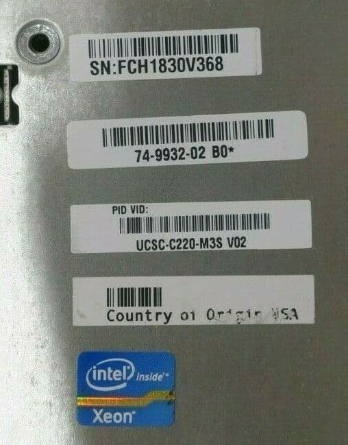 Cisco UCSC-C220-M3S 2x 8-Core E5-2650V2 2 6GHz 64GB 2x 600GB 10K HDD 1U ...