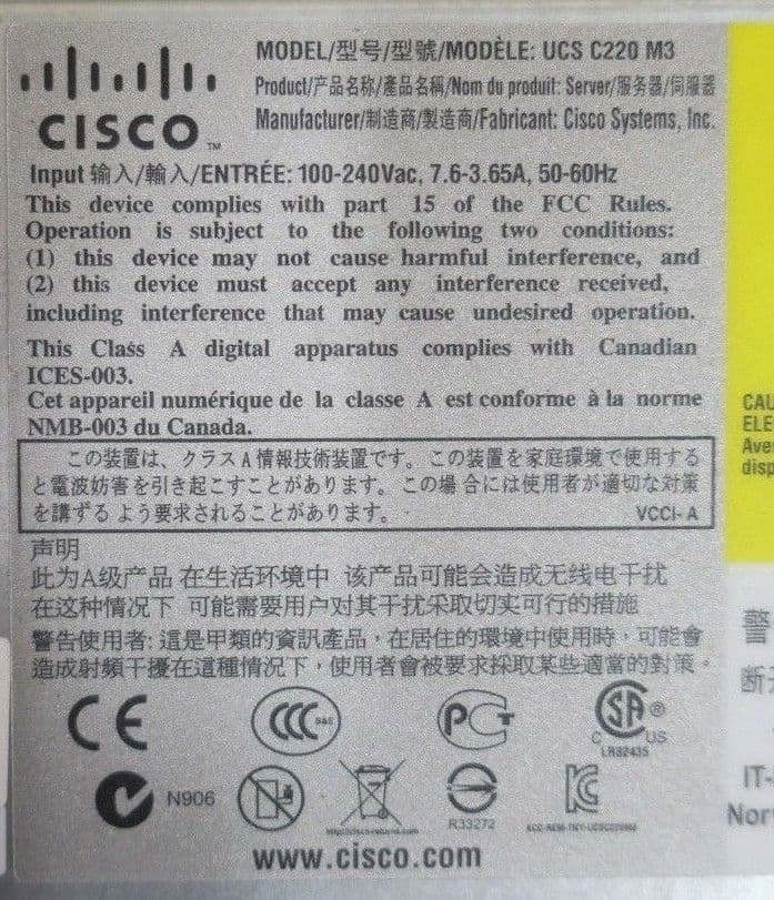 Cisco UCSC-C220-M3S 2x E5-2640 Six-Core 2 50GHz 128GB 8-Bay 2 5" 1U UCS ...