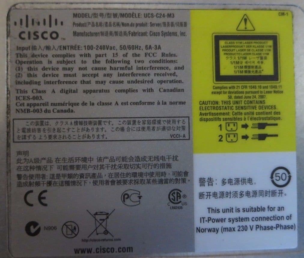 CISCO UCSC-C24-M3S Server 2x Quad Core E5-2403 1 8GHz 192GB Ram 4x300GB ...
