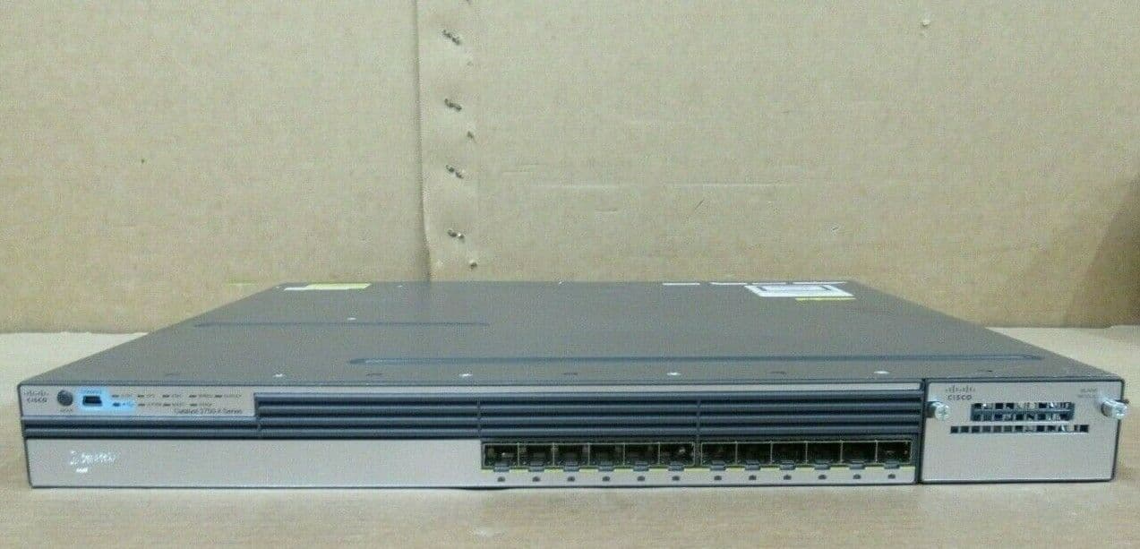 Cisco WS-C3750X-12-E 12Port Gigabit Fibre 1U Rackmount Switch 1x C3KX ...
