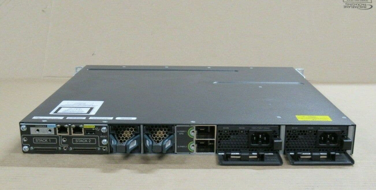 Cisco WS-C3750X-48P-L Gigabit PoE Ethernet 1U Rack Switch 2x C3KX-PWR ...