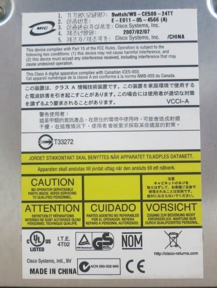 Cisco WS-CE500-24TT Catalyst Express 24 port Rackmount Network Ethernet ...