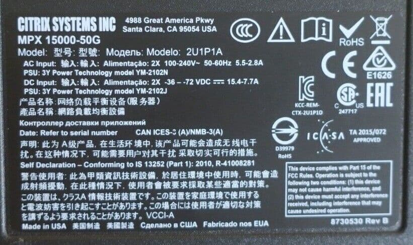 Citrix ADC MPX 15000-50G 8x 10Gb SFP & 4x 50Gb SFP 2U Load Balancing ...