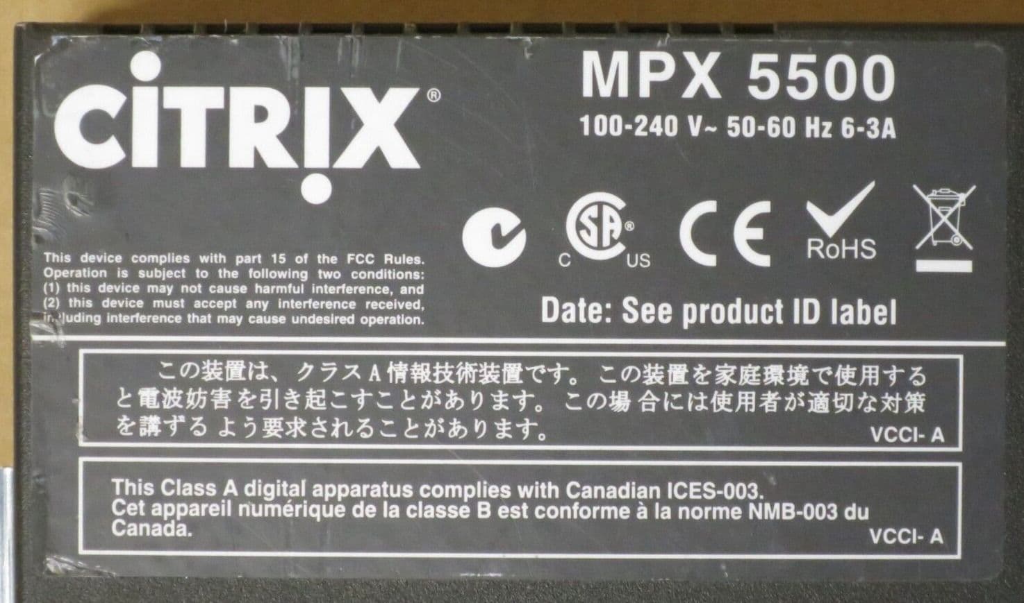 Citrix MPX NetScaler MPX5500 Load Balancing Virtual Appliance Device No ...