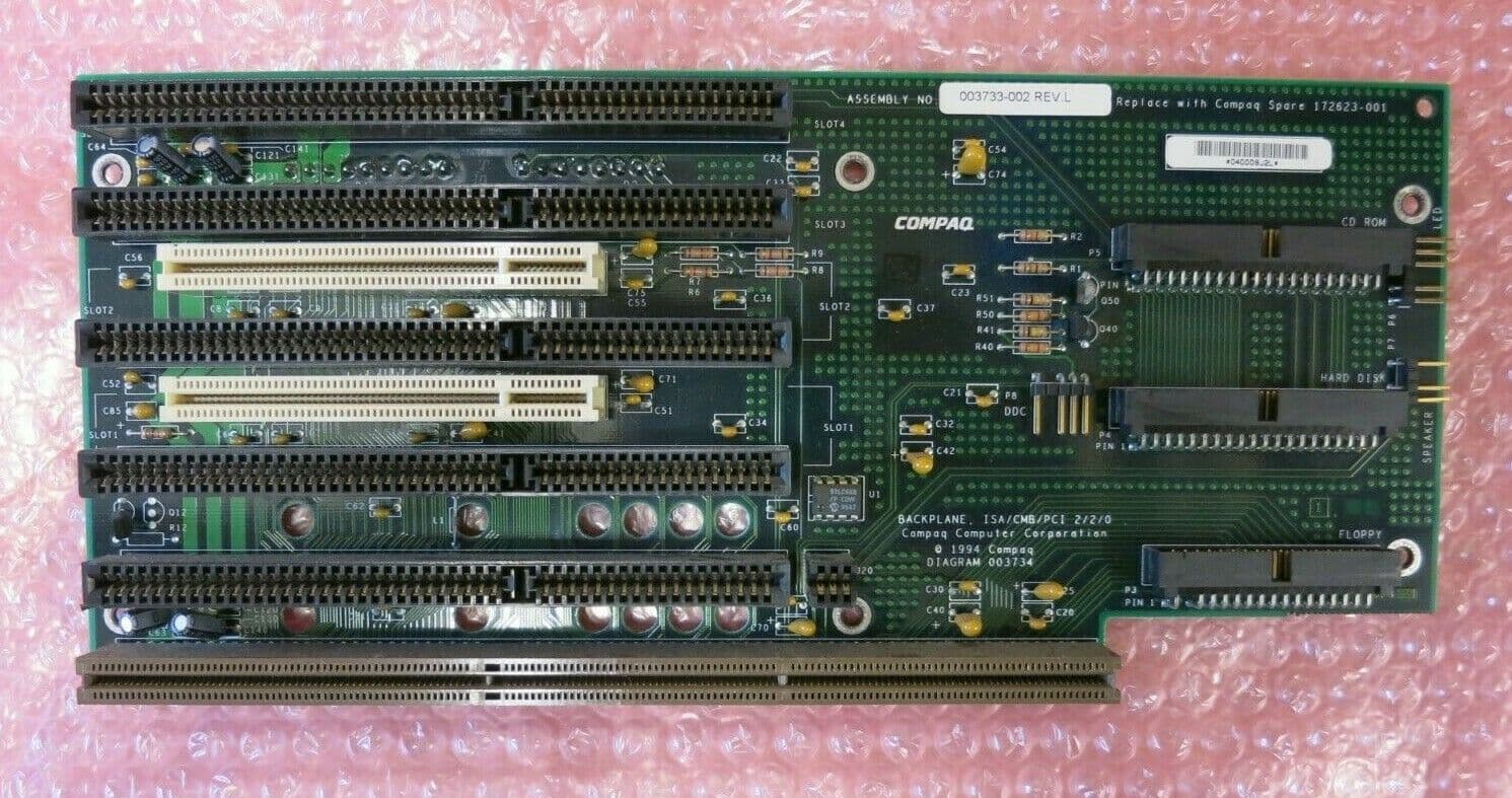 Compaq 172623-001 003733-002 Prolinea 466 ISA PCI Baclplane Riser Board