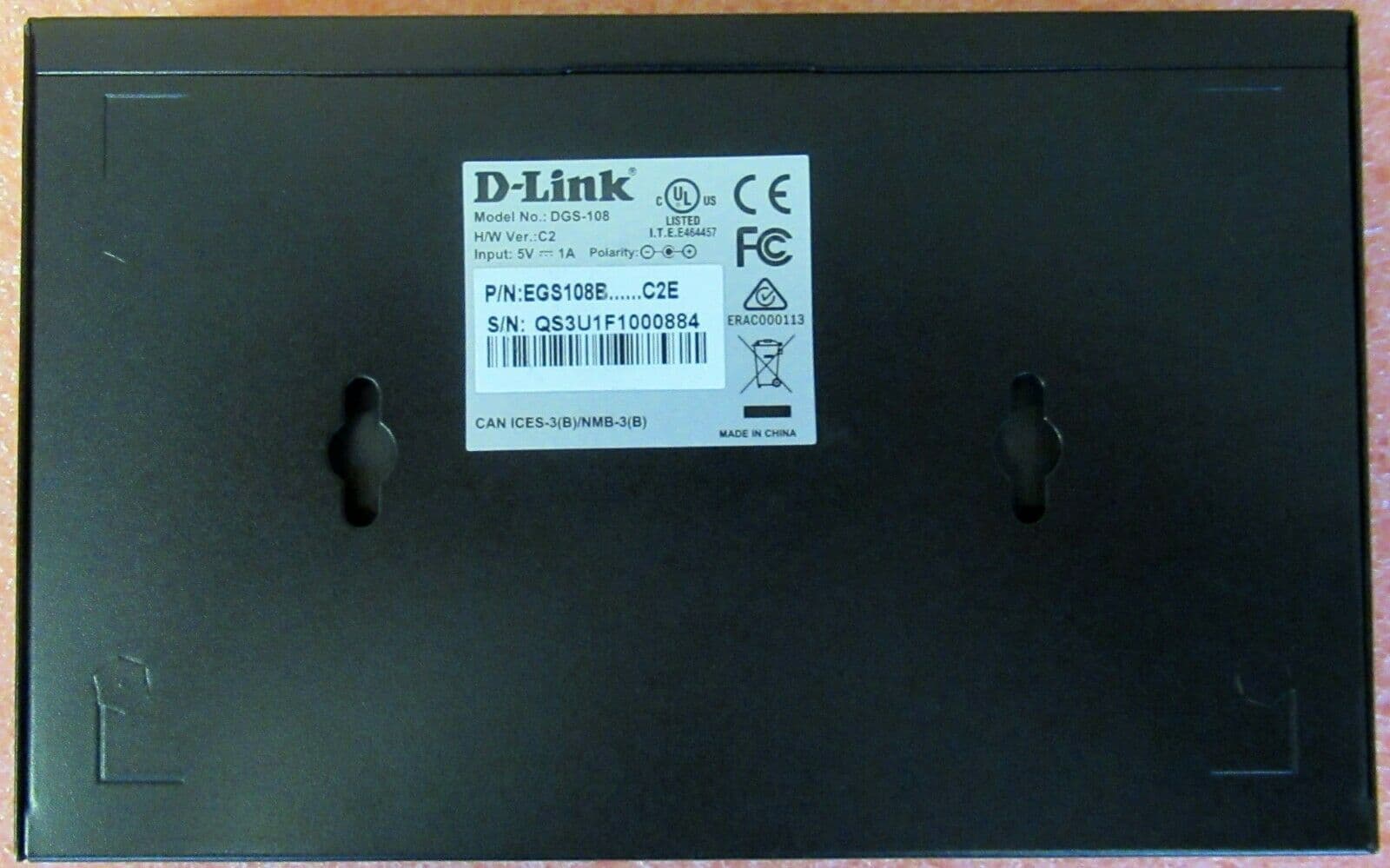 D-Link DGS-108 8 Port Unmanaged Gigabit Ethernet Switch With AC Adapter