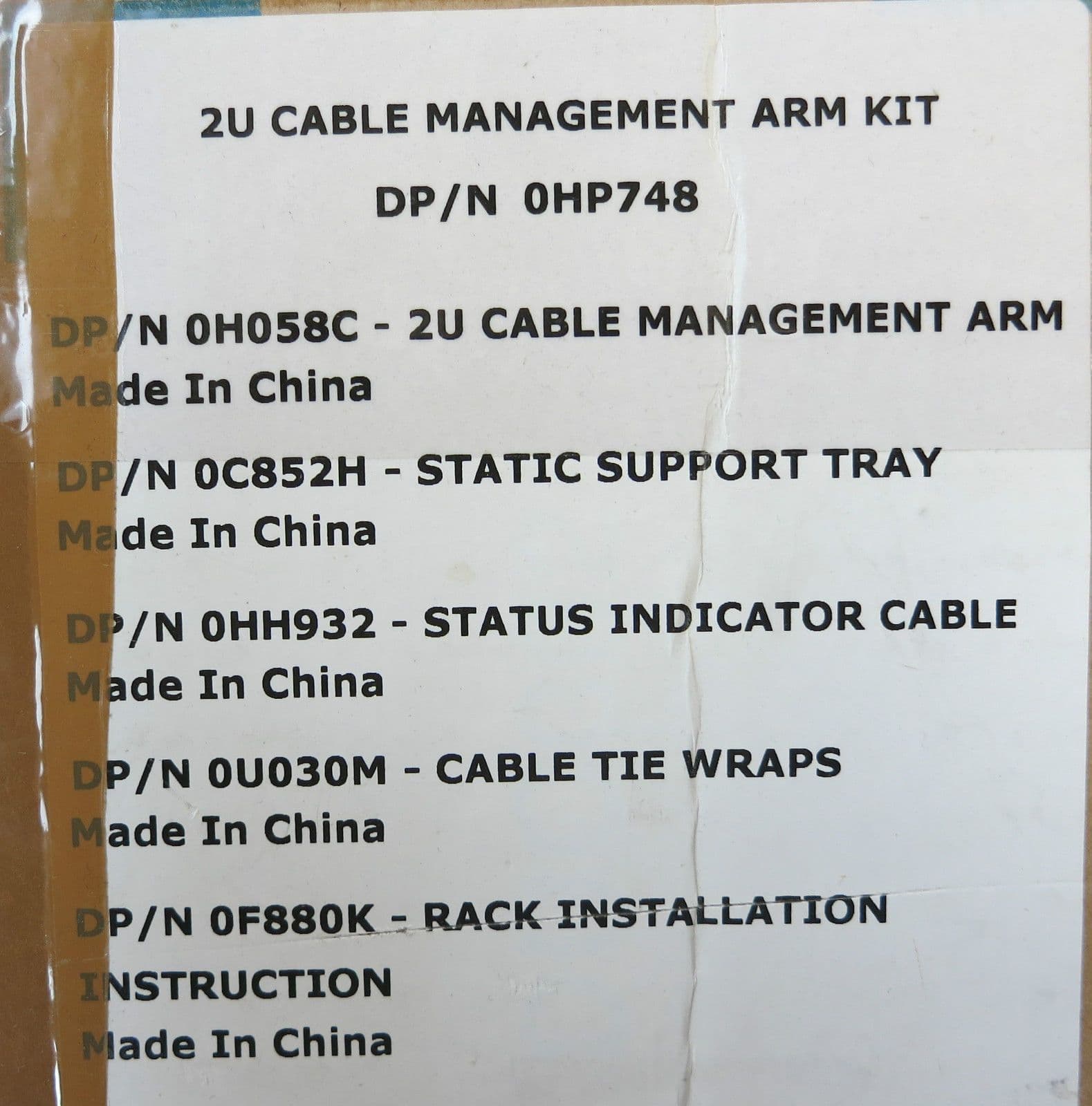 Dell 0HP748 2U Server Rack Cable Mangement Arm Kit New HP748