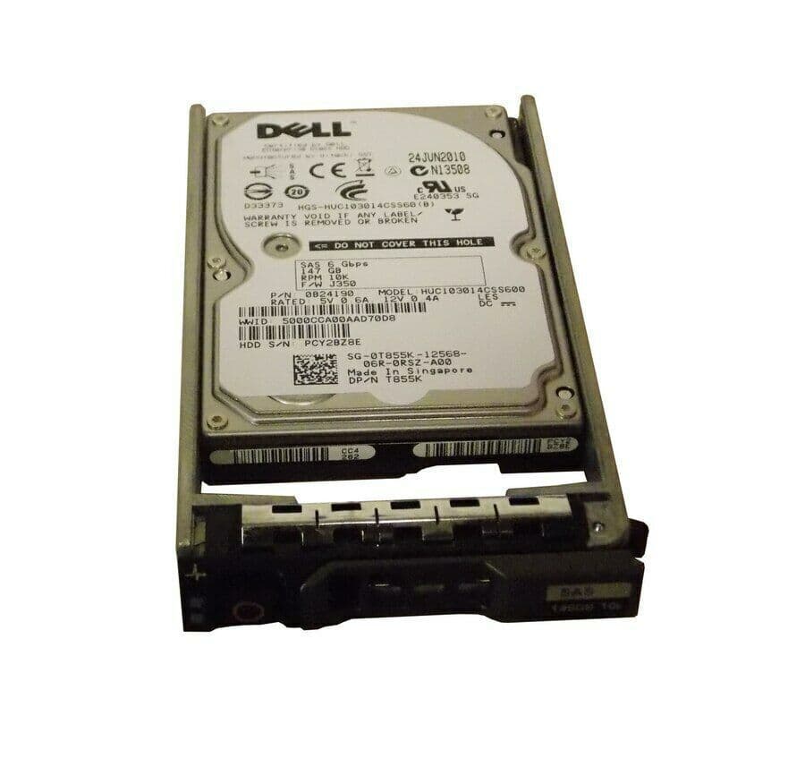 Dell 146GB 2 5" SAS 6GB/s 10K 64MB Server HDD Hard Drive in Caddy T855K