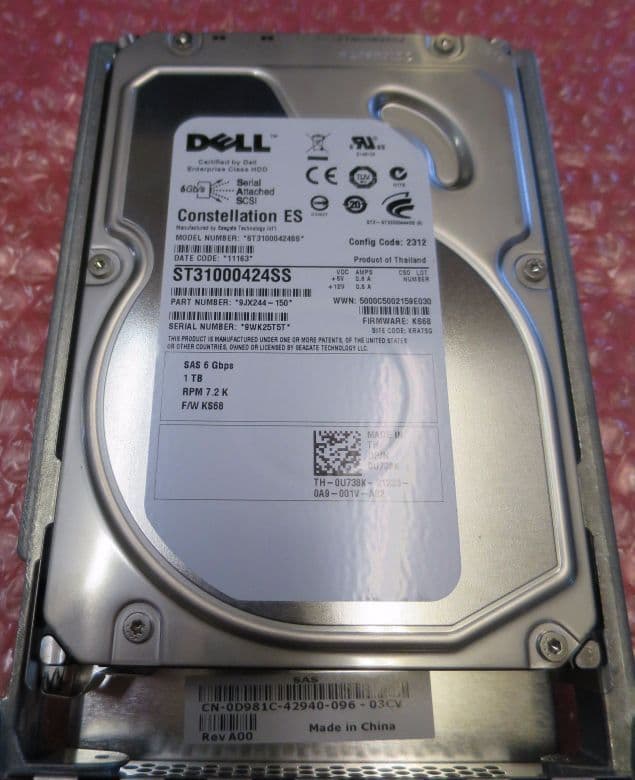 Dell 1TB U738K SAS 6Gbps 7 2k hot plug HDD Hard drives for PowerEdge ...