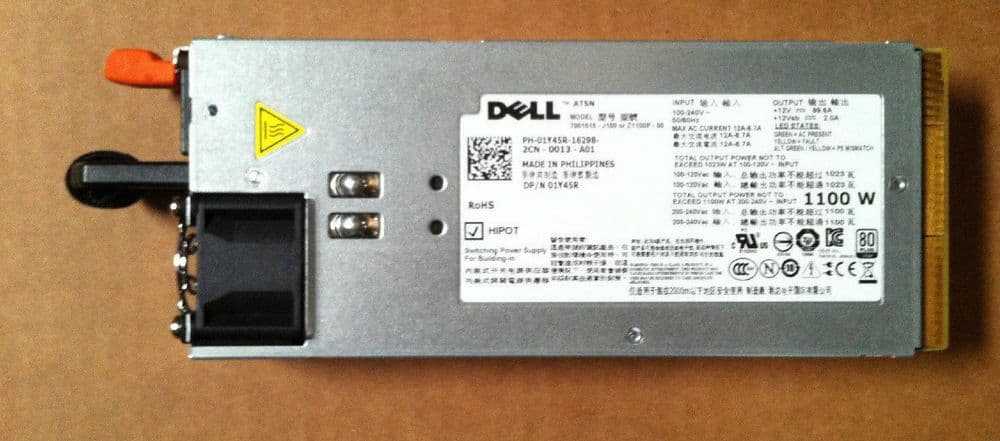 Dell 1Y45R 01Y45R 1100W Redundant Power Supply PowerEdge R510 R810 R910 ...
