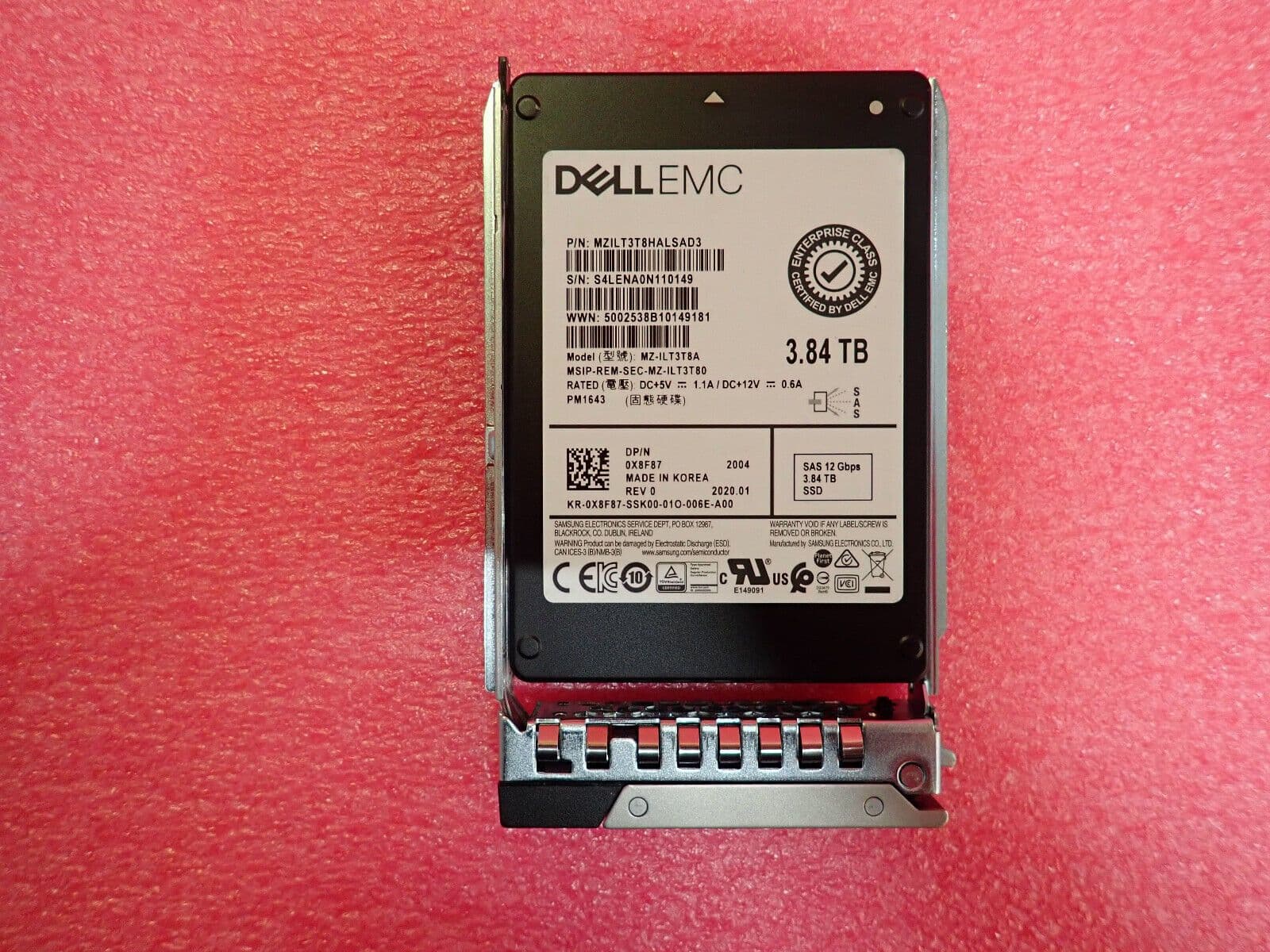 Dell 3 84TB SSD SAS 2 5" 12G X8F87 Samsung MZ-ILT3T8A PM1643 R640 R740 ...