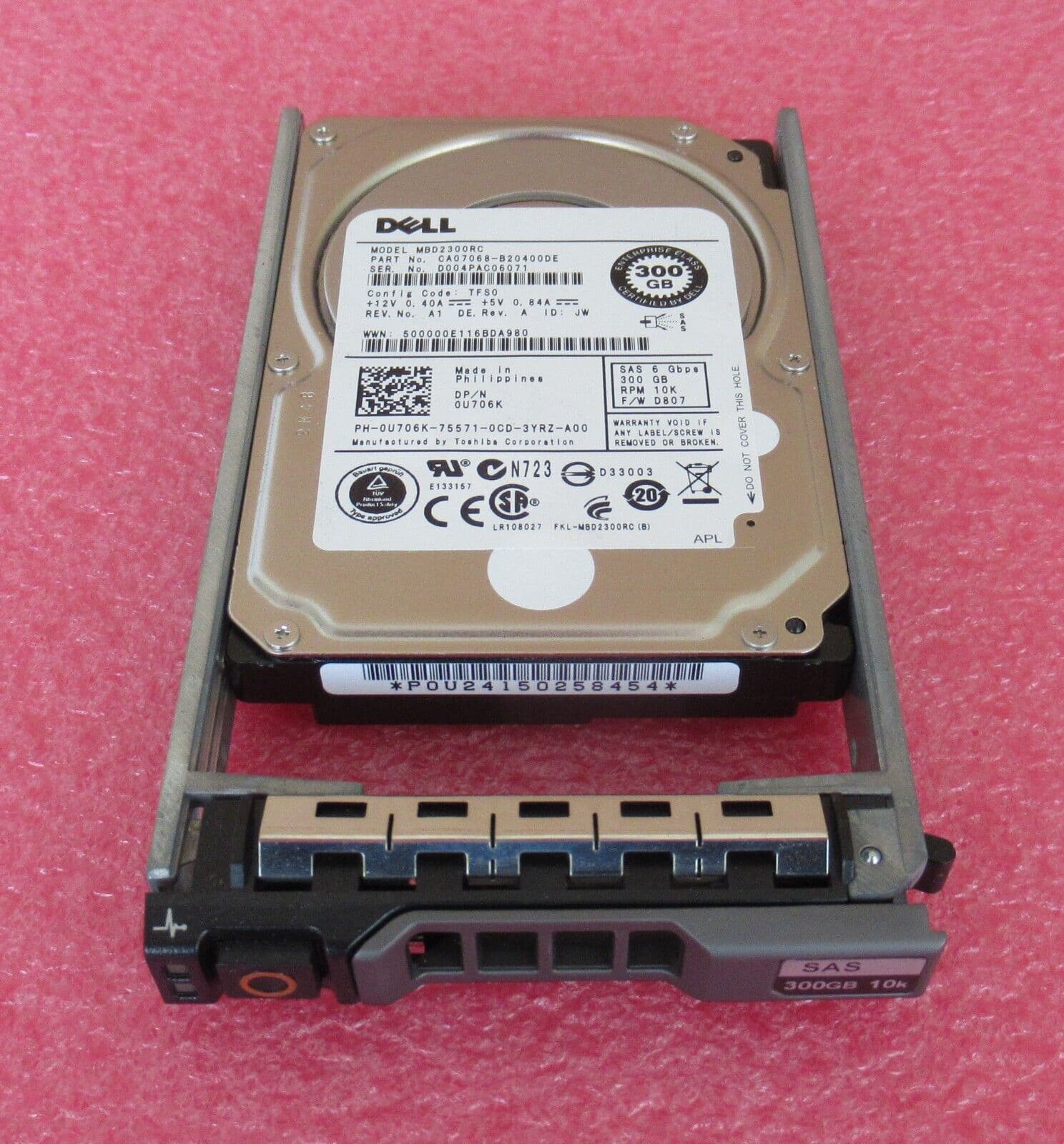 Dell 300GB 2 5 SAS 6Gb/s 10K 16MB Server Internal HDD Hard Drive - U706K