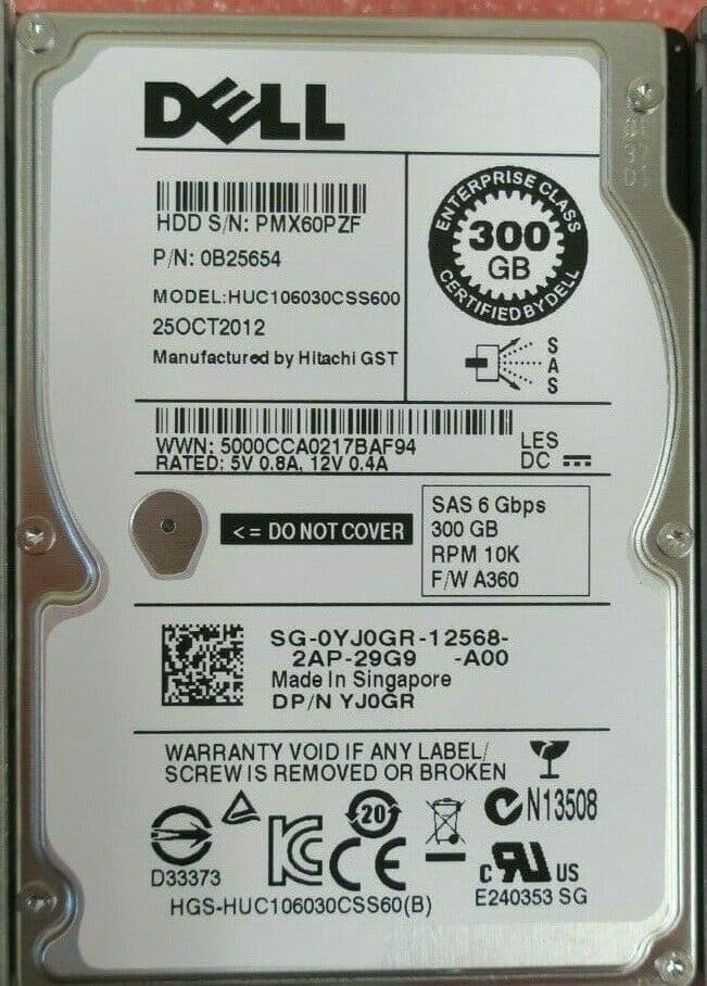 Dell 300GB SAS 10k 6Gbps 2 5" Hard Drive HDD YJ0GR for Dell PowerEdge ...