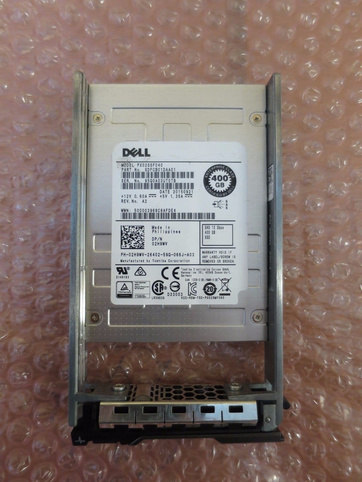 Dell 400GB SSD 12GBps SAS 2 5" Hot plug Hard Drive 2H9WV PowerEdge Server