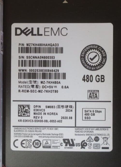 Dell 480GB SATA 2 5" 6Gb/s MU Enterprise Solid State Drive SSD MZ ...