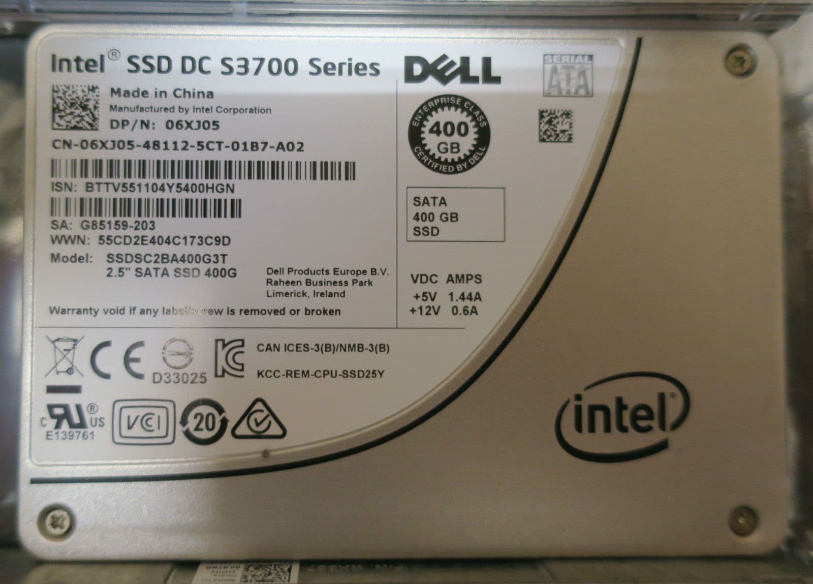 Dell 6XJ05 2 5" 400GB 6G SATA Multi-Level Solid State Drive SSD Hot Plug Caddy