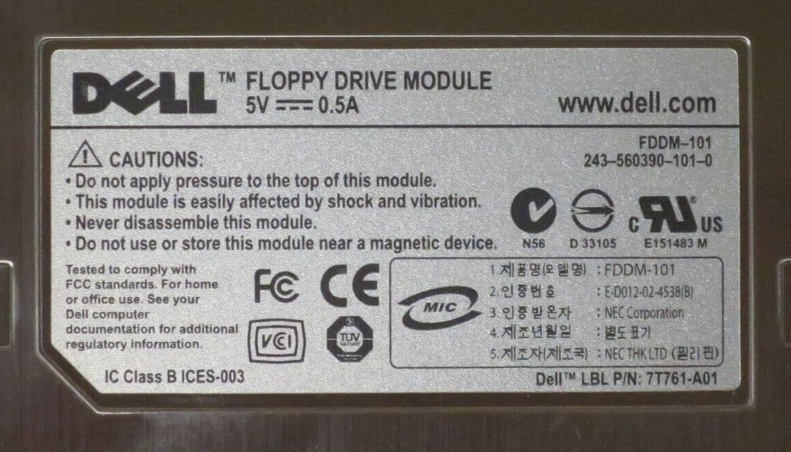 Dell 7T761-A01 C8830 Latitude D Series 1MB 3 5" Laptop IDE Floppy Disk ...
