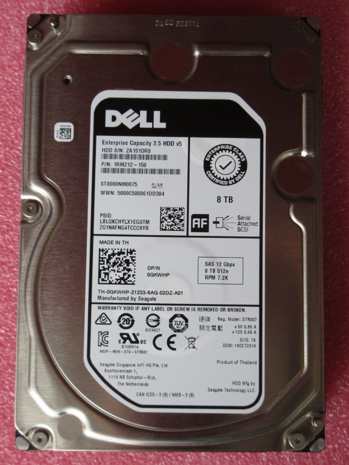 Dell 8TB 7 2K SAS 12Gb/s 512e 3 5" Hot-Plug Hard Drive HDD GKWHP ...
