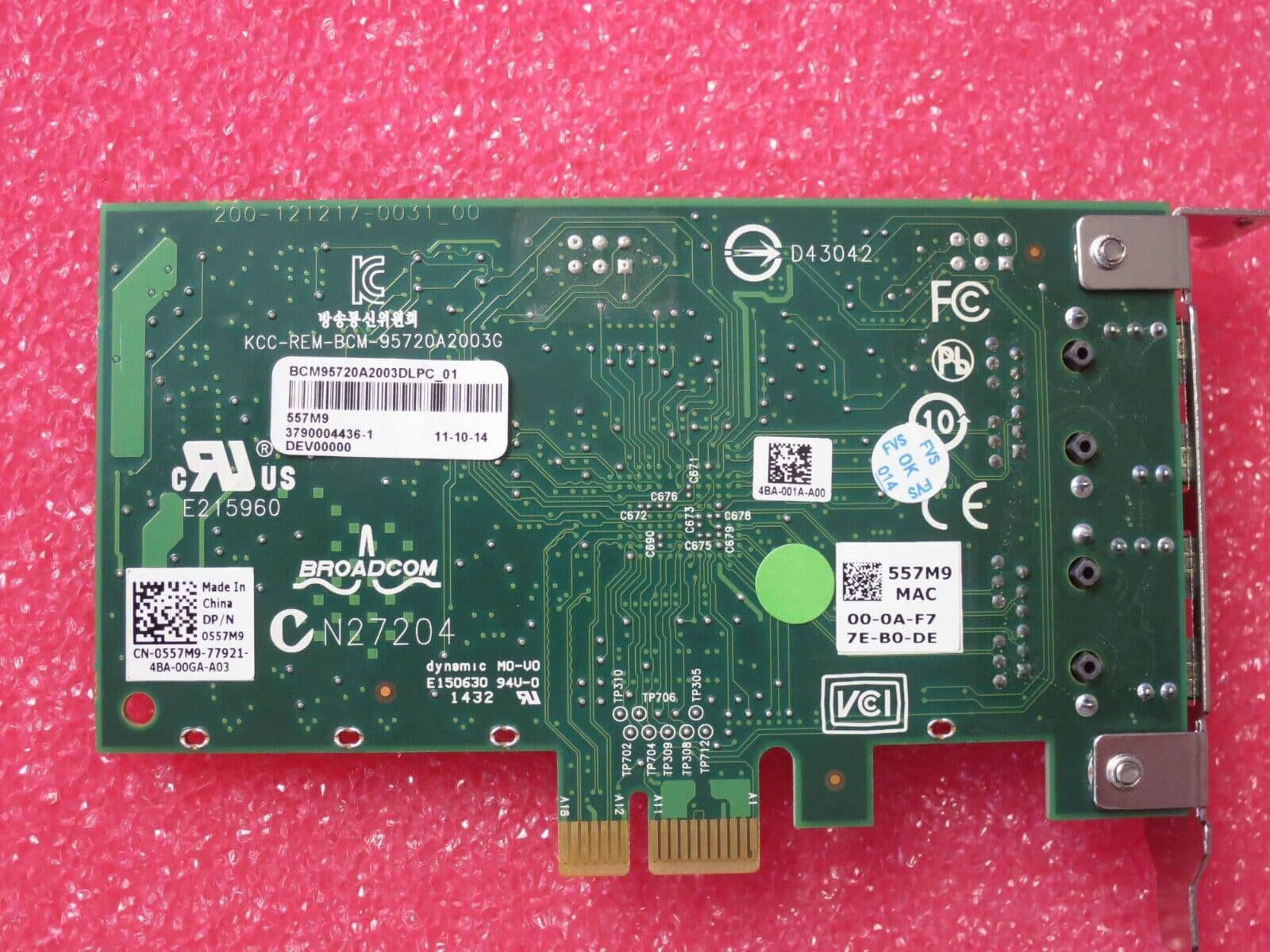 Dell Broadcom 5720 Dual Port 1Gb/s PCI-E NIC Network Interface Card ...