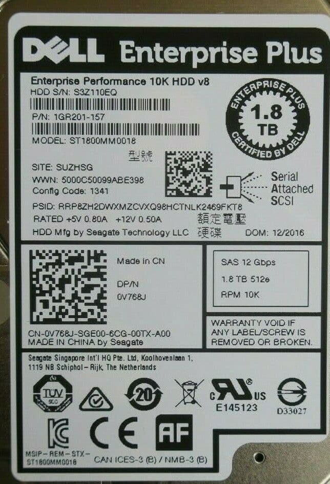 Dell Compellent 1 8TB 10k SAS 2 5" 12G 512e Enterprise Plus Hard Drive ...