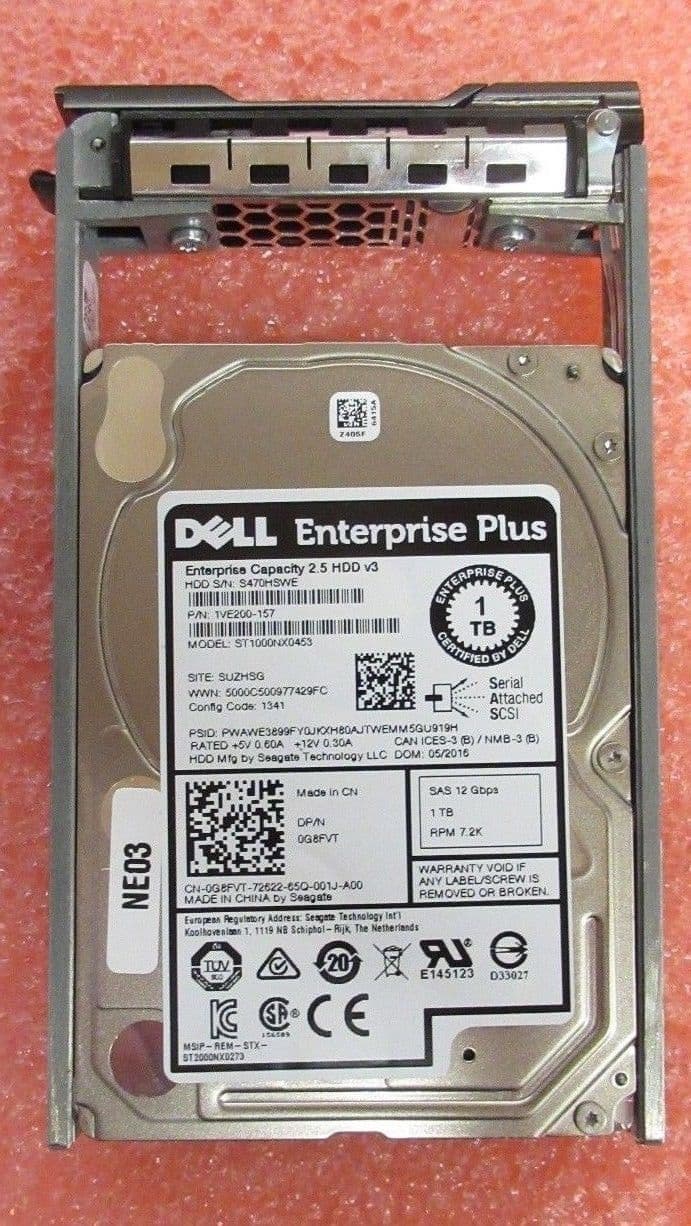 Dell Compellent 1TB 7 2K 12Gbps 2 5" SAS HDD Hard Disk Drive G8FVT Dell ...