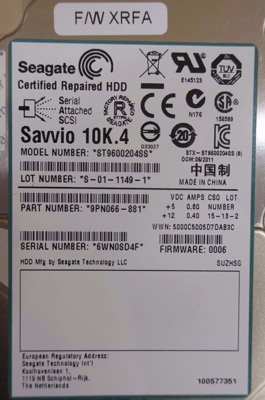 Dell Compellent 600GB Xyratex 10K 2 5 SAS 6Gbp/s HDD Hard Drive Caddy 9JK8M