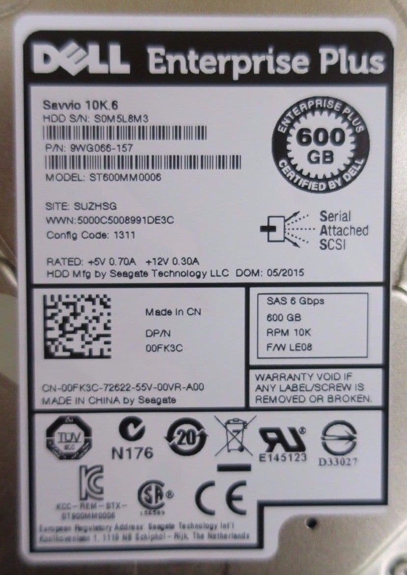 Dell Compellent 600GB Xyratex 10K 2 5 SAS 6Gbp/s HDD Hard Drive Caddy GVT60