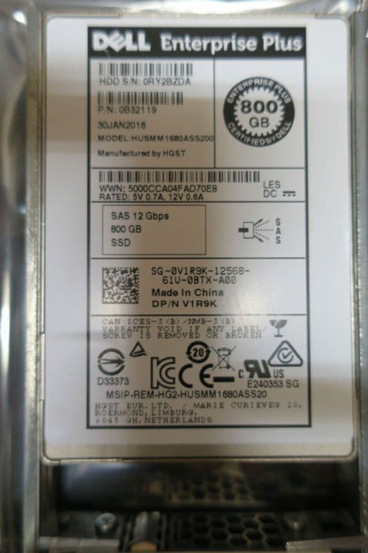 Dell Compellent 800GB 12G SAS 2 5" SSD MLC HUSMM1680ASS200 V1R9K