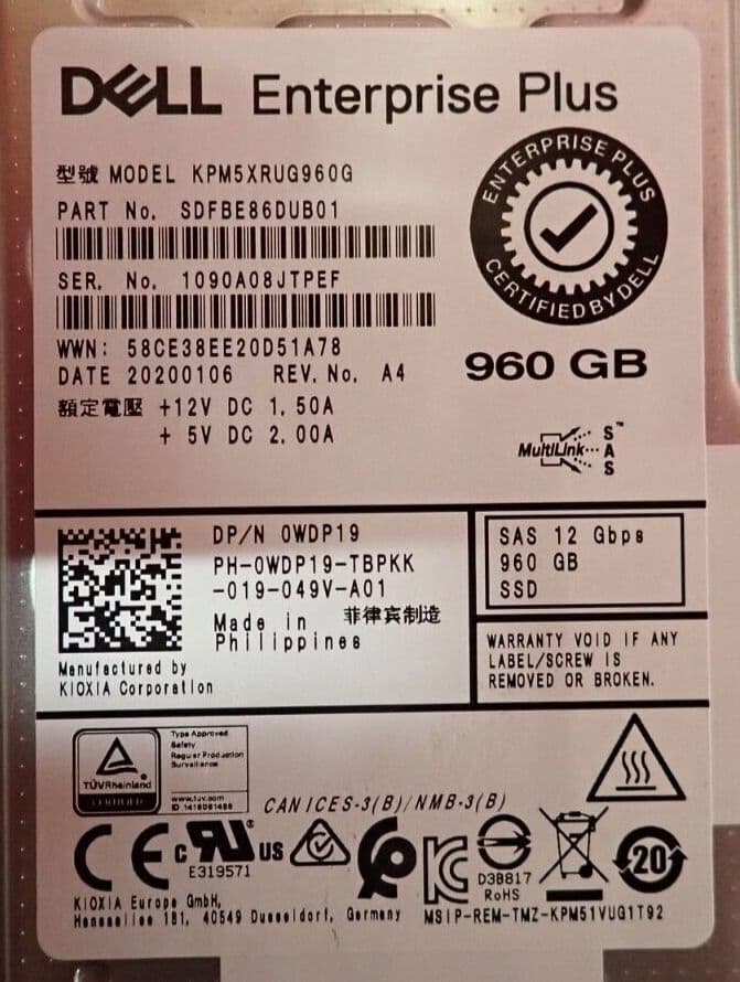 Dell Compellent 960GB 2 5" SAS 12G RI TLC SSD KPM5XRUG960G - WDP19