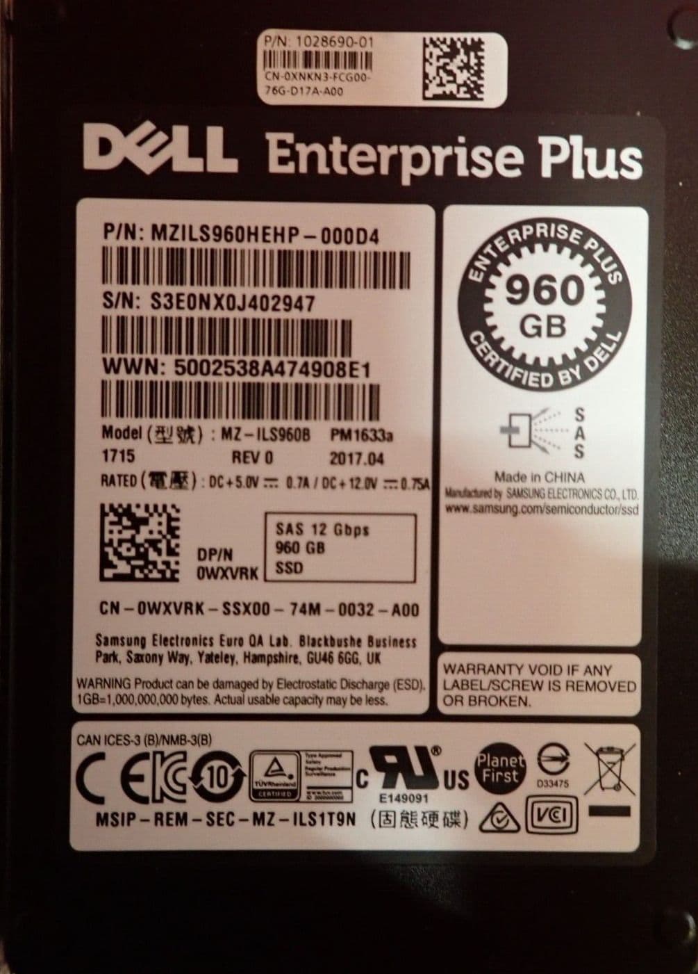 Dell Compellent 960GB 2 5" SAS 12Gb/s RI TLC Enterprise SSD MZ-ILS960B ...