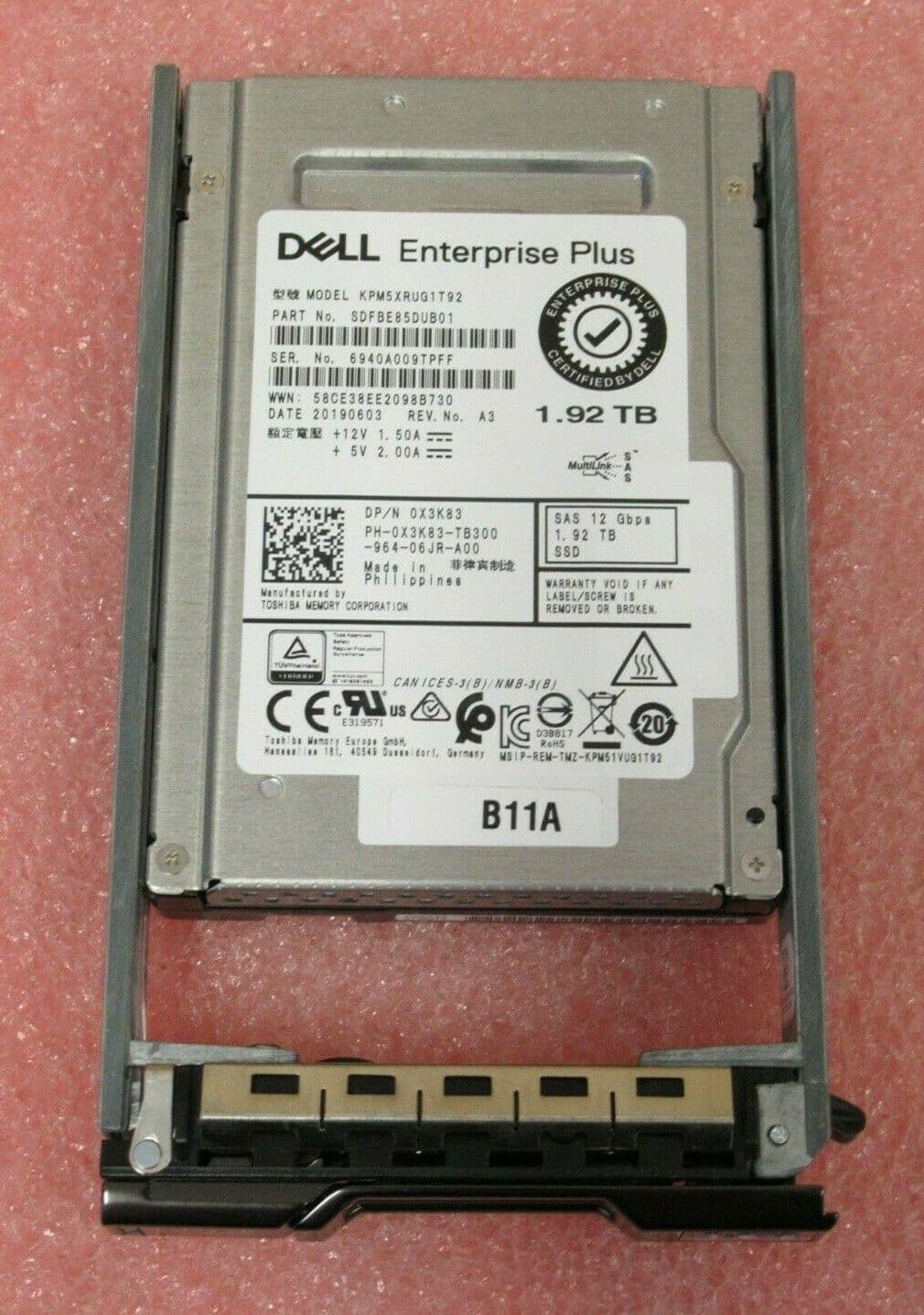 Dell Compellent Enterprise Plus X3K83 2 5" 1 92TB 12Gb/s SAS RI Hot ...