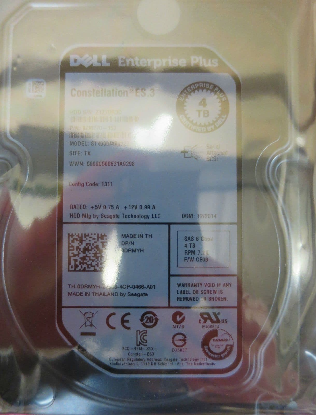 Dell Compellent SC280 4TB NL-SAS 6G 7 2k DRMYH ST4000NM0023 HDD Drive