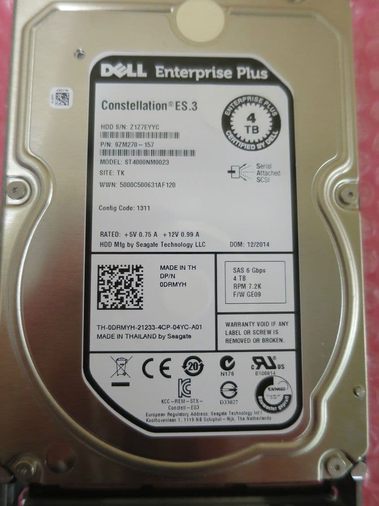 Dell Compellent SC280 4TB NL-SAS 6G 7 2k DRMYH ST4000NM0023 HDD Drive