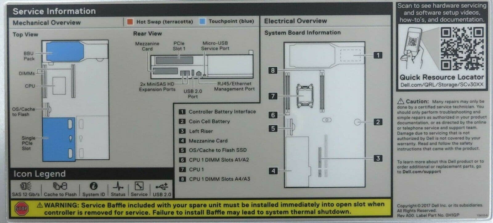 Dell Compellent Type F SAS 12Gbps HBA Controller W/ 16GB Cache for SCv3020