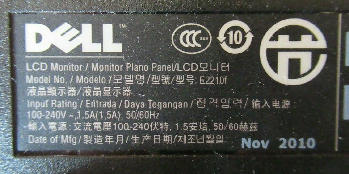 Dell E2210F T777R 22" LCD TFT Widescreen Flat Panel Monitor VGA DVI