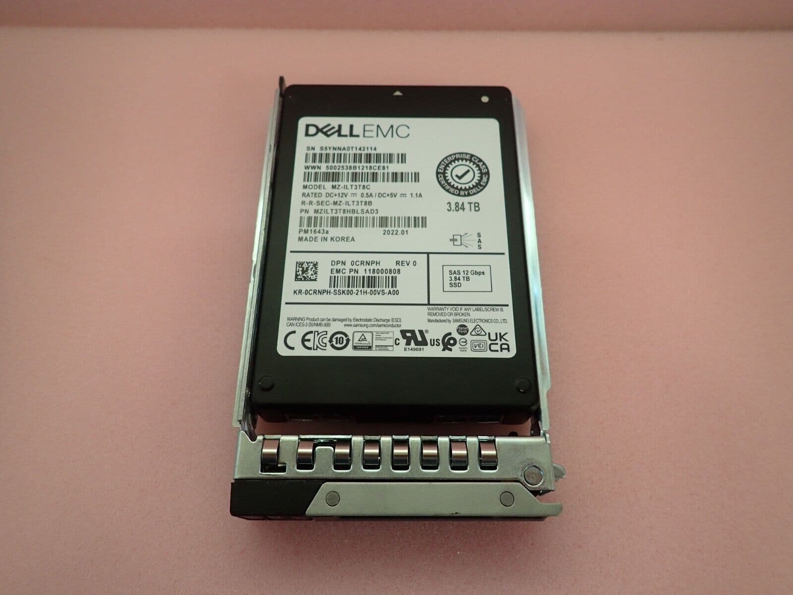Dell EMC 3 84TB 2 5" SAS 12Gb/s Read Intensive TLC SSD - CRNPH MZ-ILT3T8C