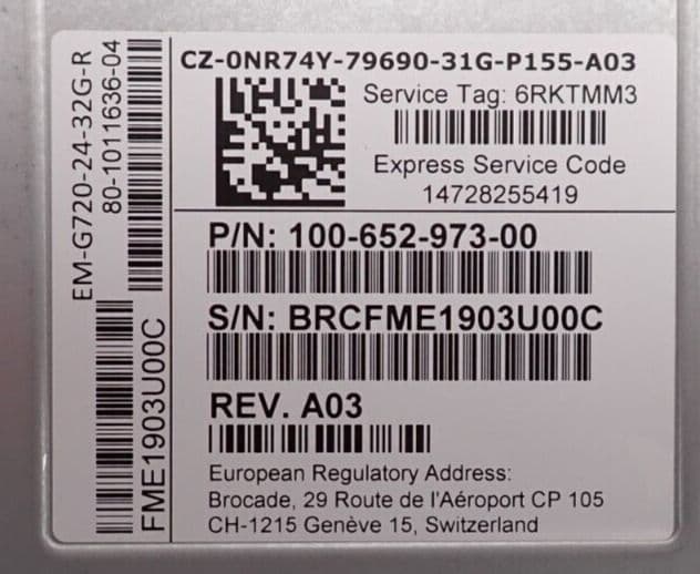 Dell EMC DS-7720B G720 48x 64GbE SFP 8x 2x64G SFP-DD 24Act B2F 1U FC ...