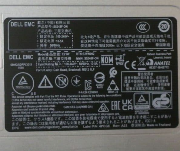 Dell EMC Networking S5248F-ON 48x 25Gb SFP28 Port L3 1U Switch 2xPSU ...