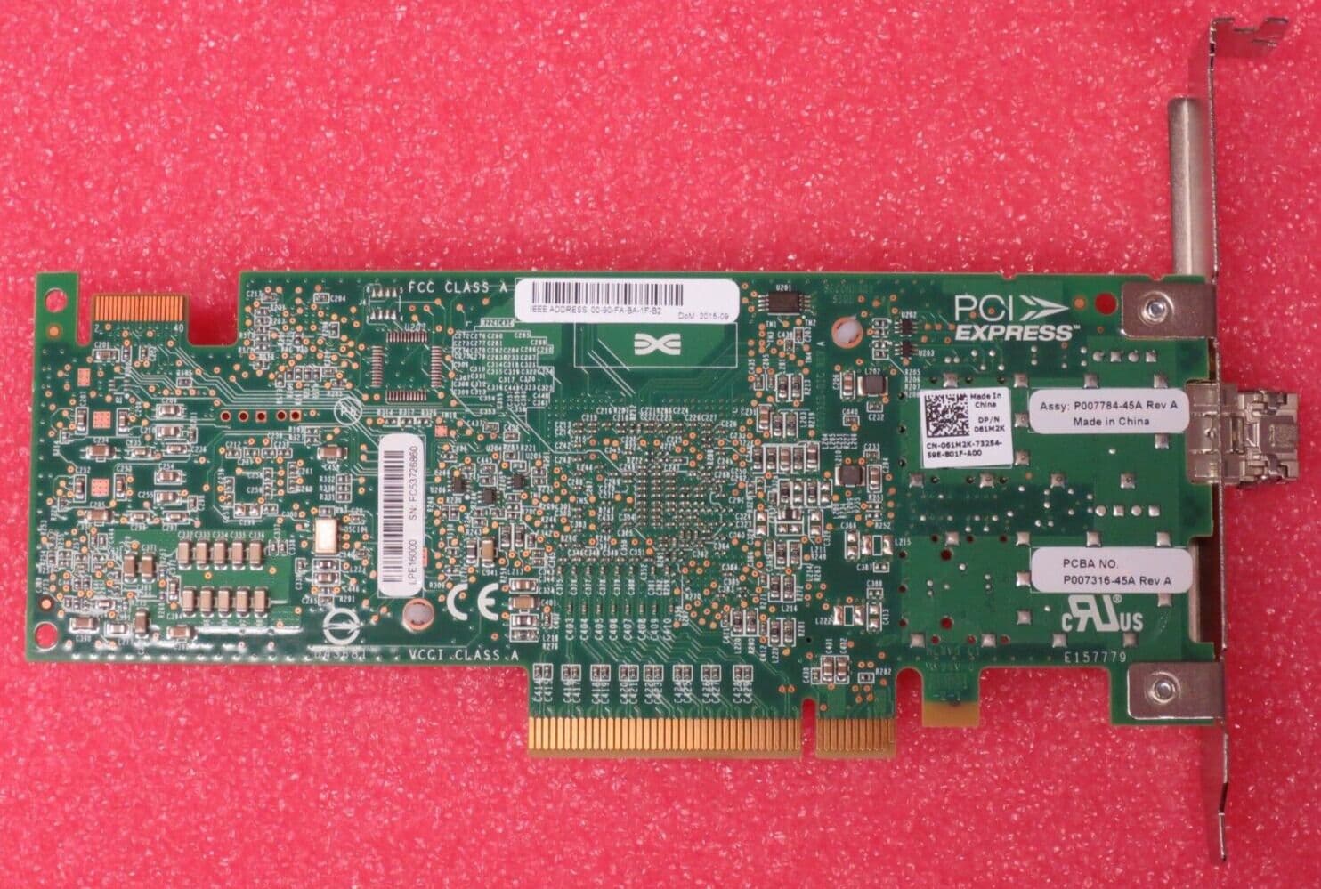 Dell Emulex LPe16000 16Gb/s Fiber Channel Single Port HBA PCIe LP 61M2K ...